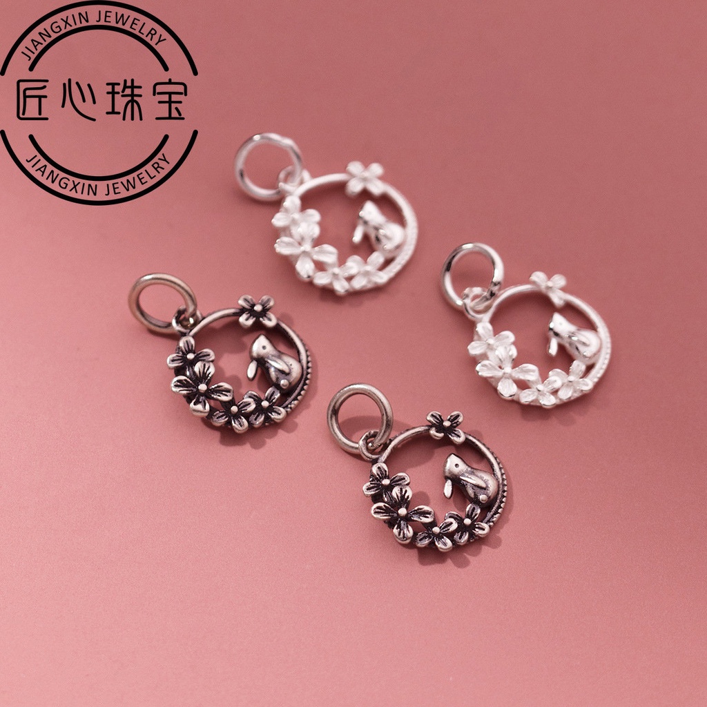 「匠心·DIY純銀吊飾」S925素銀 復古鏤空兔子吊墜 DIY手串吊飾 手工編繩材料配件 S1290 | 蝦皮購物