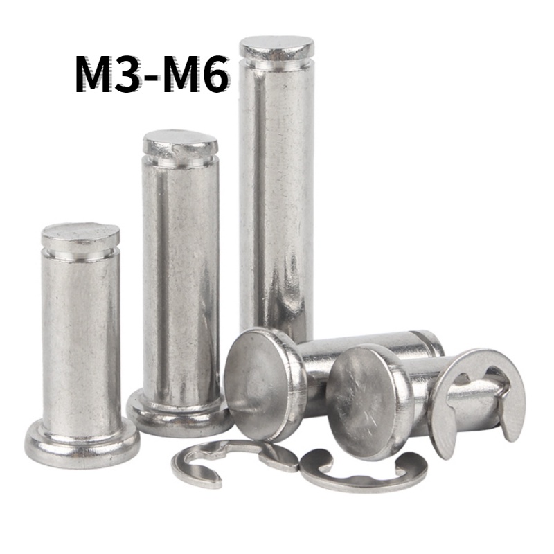 【XJK】304 圓柱銷帶槽卡軸 不鏽鋼平頭圓柱卡環銷軸 卡簧銷釘定位圓柱銷 M3 M4 M5 M6 | 蝦皮購物