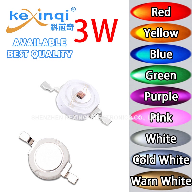 10pcs 3W大功率燈珠LED光源芯片燈筒燈燈DIY紅黃暖白綠藍高亮度 | 蝦皮購物