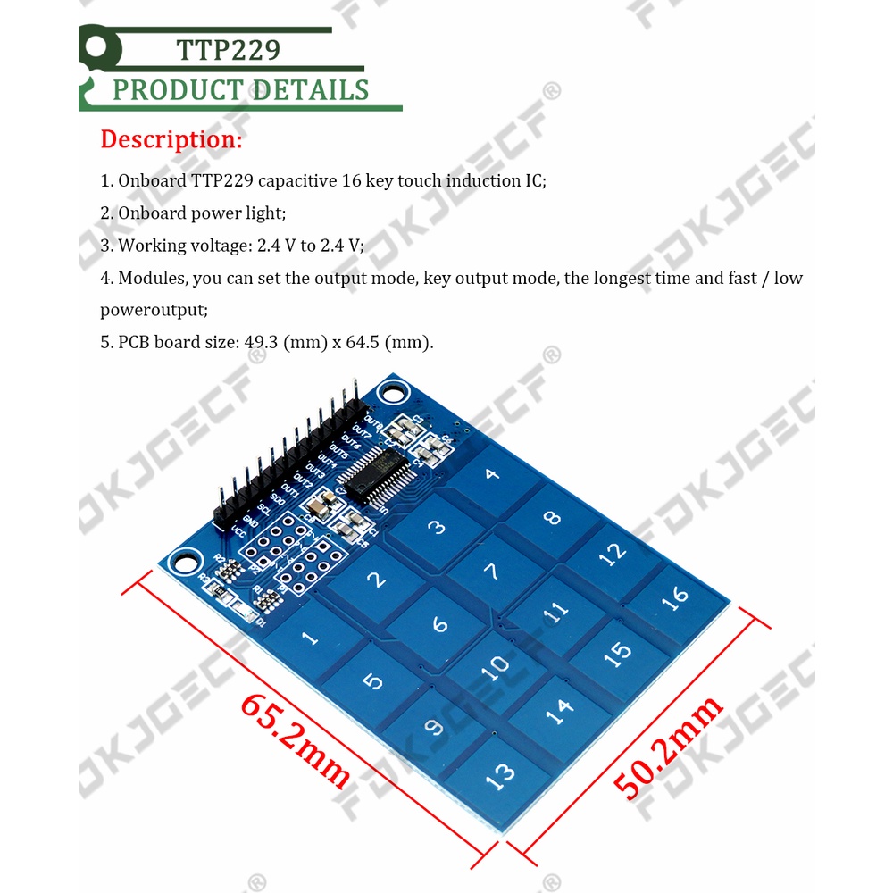 TTP223/TTP224/TTP226/TTP229 Jog數字觸摸開關傳感器數字1/4/8/16通道觸摸按鍵電容模塊 | 蝦皮購物