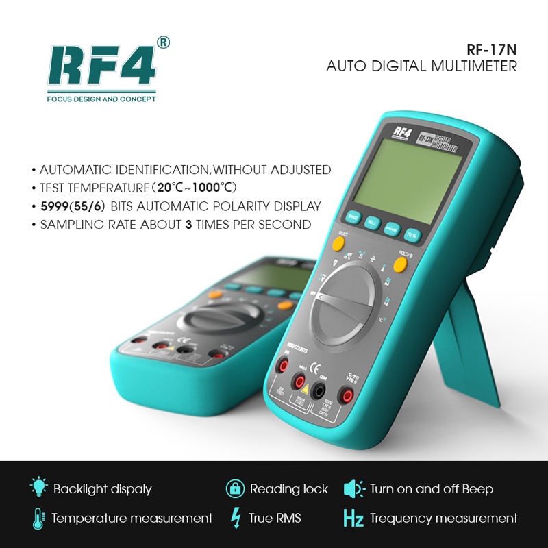 RF4 RF-17N 多功能萬用表數字自動化測試溫度晶體管測試儀 Esr 鉗錶萬用表 | 蝦皮購物