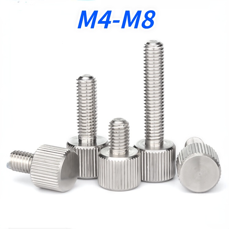 【XJK】304不鏽鋼圓形滾花手擰螺絲M2M3M4M5M6M8小頭圓柱頭大頭手扭螺釘 | 蝦皮購物