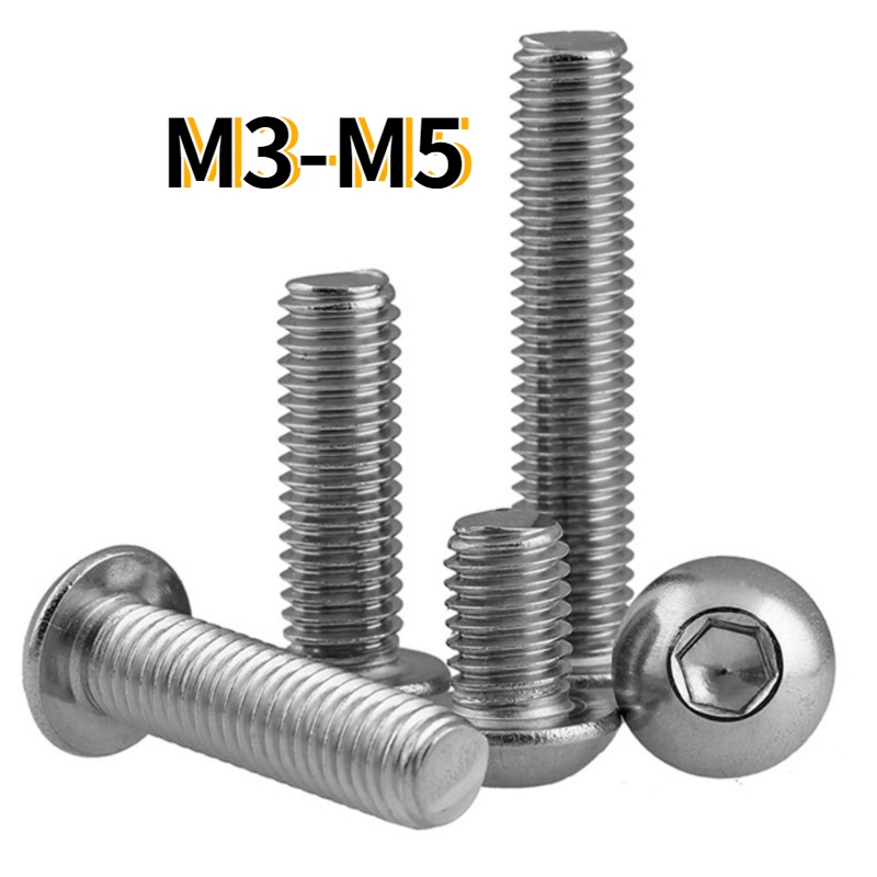 【XJK】304不鏽鋼內六角螺絲 大扁頭螺釘 蘑菇頭螺絲 內六角大頭螺栓 M3-M4-M5 | 蝦皮購物