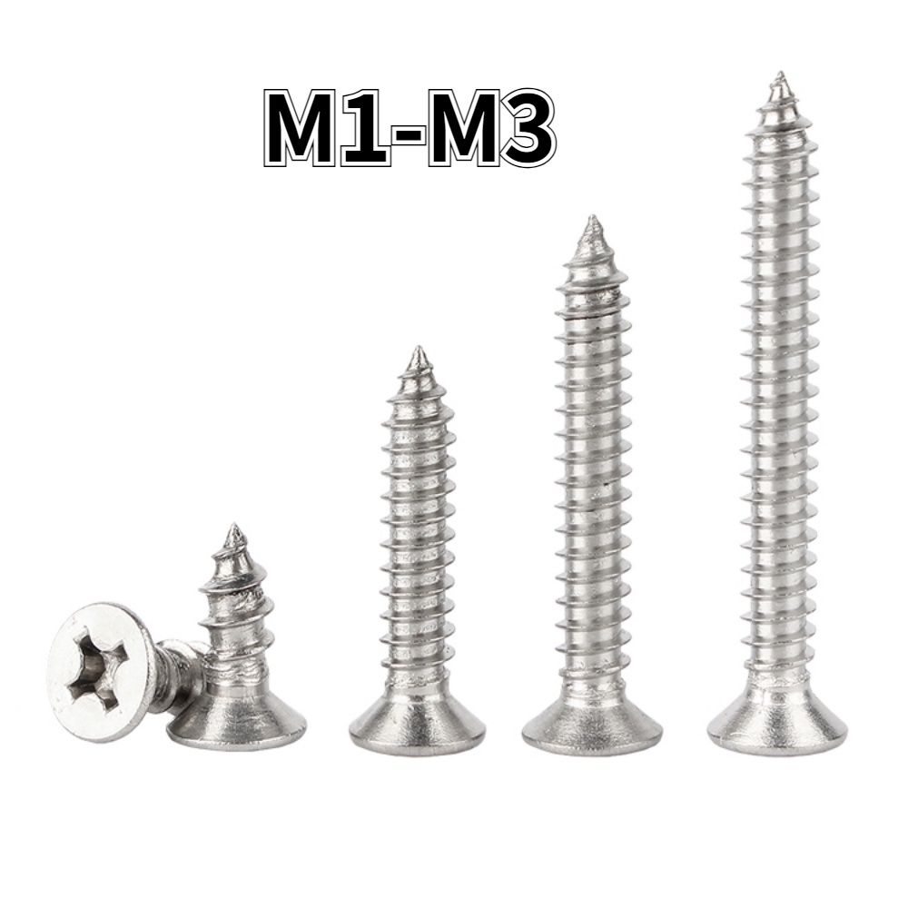 【XJK】304不鏽鋼沉頭平頭自攻螺絲 木螺釘M1-M1.2-M1.4-M1.7-M2-M2.5 | 蝦皮購物