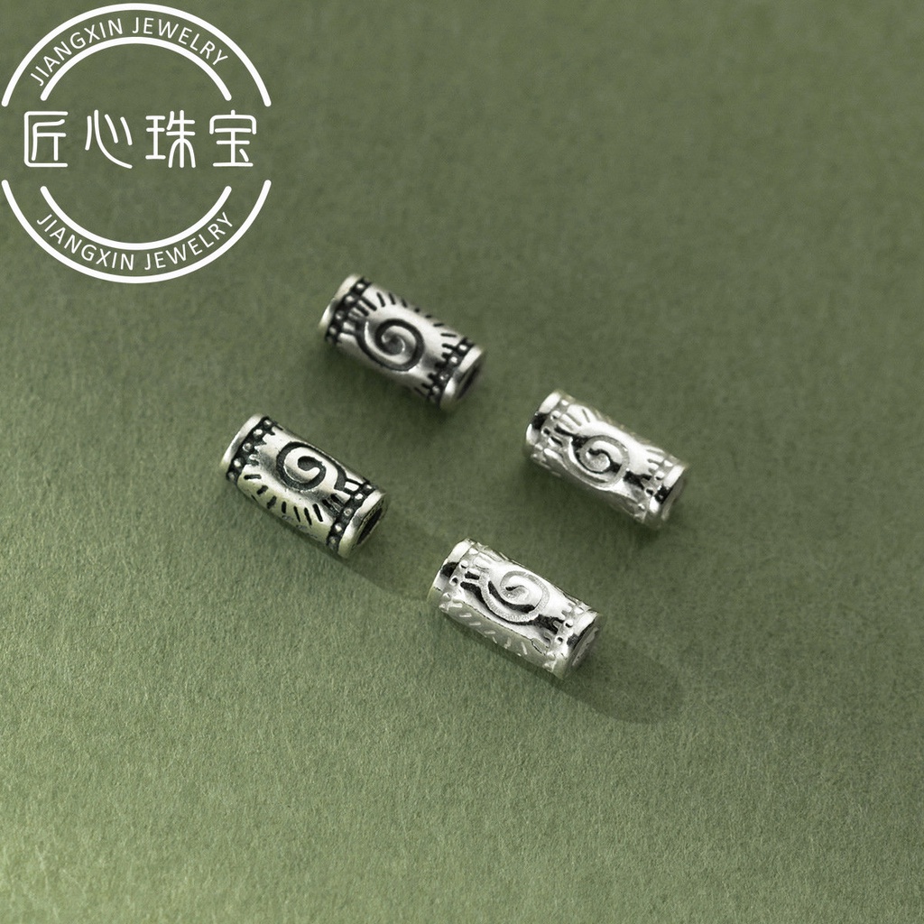 「匠心·DIY純銀隔珠」S925做舊泰銀 印花復古4mm隔珠 手串DIY散珠 手工編繩材料配件 S1334 | 蝦皮購物