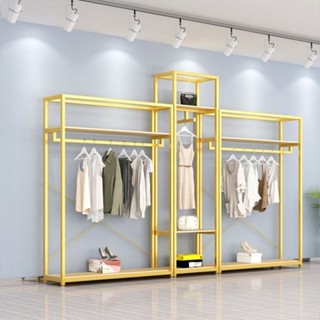 服裝店展示架 雙層掛衣架 落地立式展示架 服裝陳列架 卧室房間衣服架 鐵藝雙桿衣架 陳列貨架 衣服挂架 商場服裝架 | 蝦皮購物