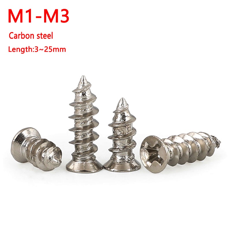 Ka鍍鎳鋼十字槽沉頭平頭自攻螺釘m1 M1.2 M1.4 M1.7 M2 M2.6 M3 M3.5 M4微型小十字平頭自 | 蝦皮購物