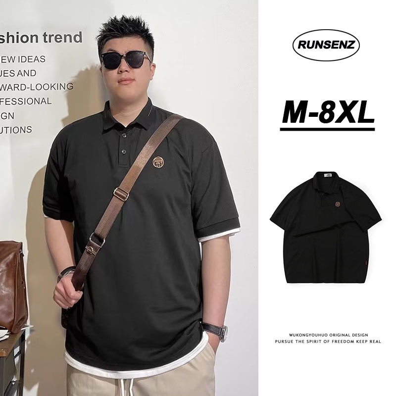 M-8XL 胖子寬鬆POLO衫男 簡約時尚男生上衣 休閒工作Polo上衣 短袖T恤 顯瘦 加大尺碼衣服 | 蝦皮購物