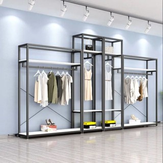 服裝店展示架 雙層掛衣架 落地立式展示架 服裝陳列架 卧室房間衣服架 鐵藝雙桿衣架 陳列貨架 衣服挂架 商場服裝架 | 蝦皮購物