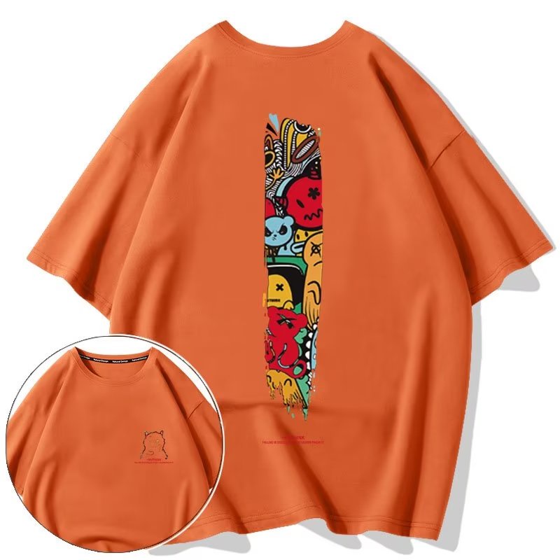 【M-8XL 】港風T恤 高品質卡通 塗鴉T恤 休閒短袖超大T恤 男女 情侶T恤 | 蝦皮購物