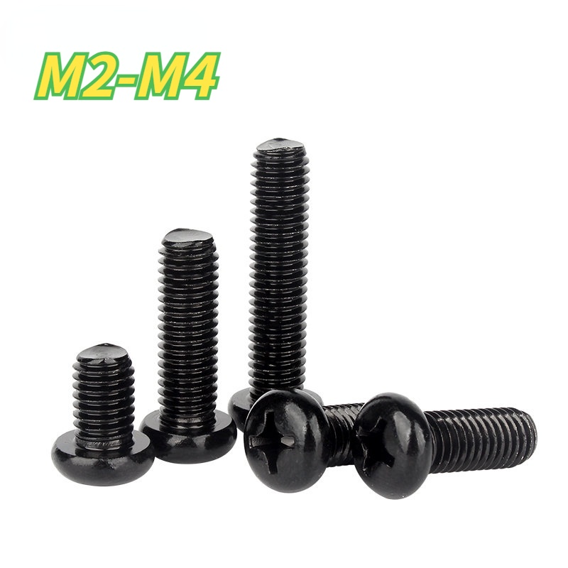 【XJK】黑色304不鏽鋼十字圓頭螺絲釘 盤頭螺栓螺釘加長 不鏽鋼螺栓 M2-M5 | 蝦皮購物