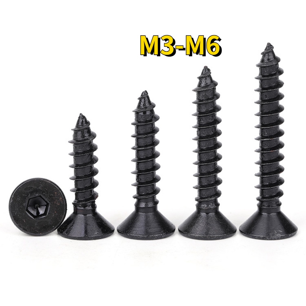 【XJK】8.8級高強度黑色內六角沉頭自攻螺絲 平頭內六角自攻螺釘 M3 M3.5 M4 M5 M6 | 蝦皮購物
