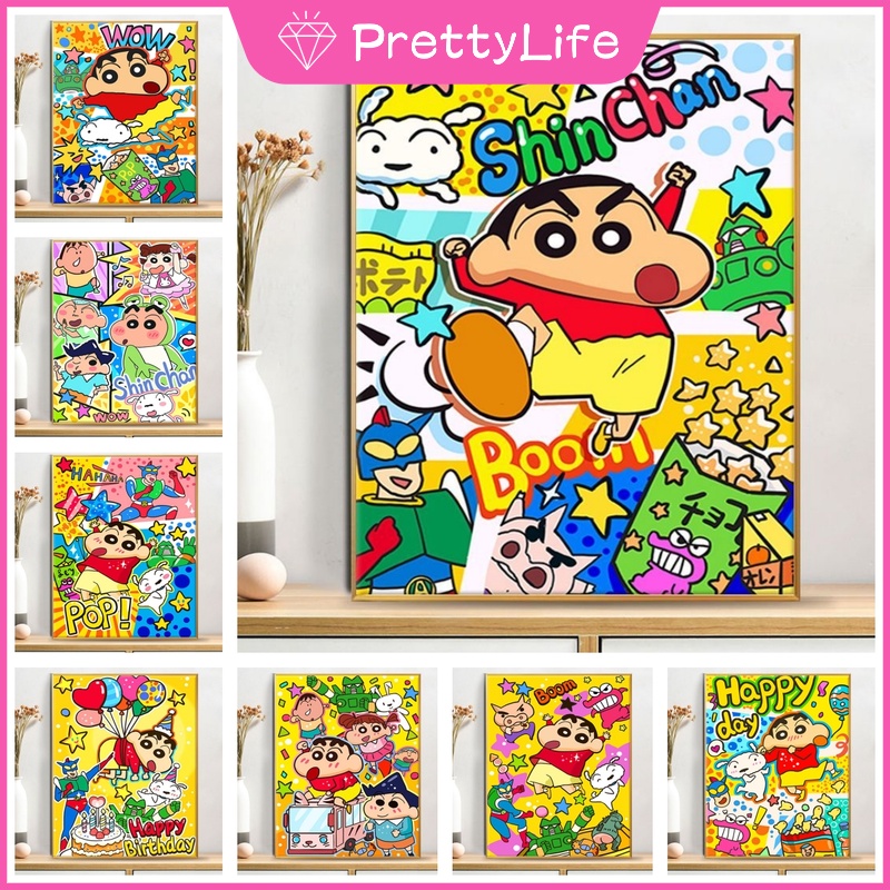 [PL]蠟筆小新家庭鑽石畫手工DIY可愛搞笑卡通鑽石畫房間裝飾掛畫30x40cm | 蝦皮購物