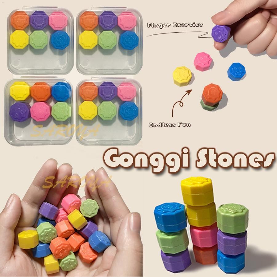 6 件/盒 Gonggi Stones 韓國傳統玩遊戲 Gonggi Jack Stone Pebbles 套裝魷魚游戲 | 蝦皮購物