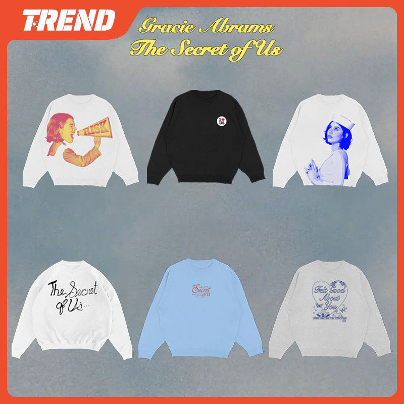 Gracie Abrams'The Secret of Us Tour' Risk Merch 圓領毛衣男女加大碼復古時 | 蝦皮購物