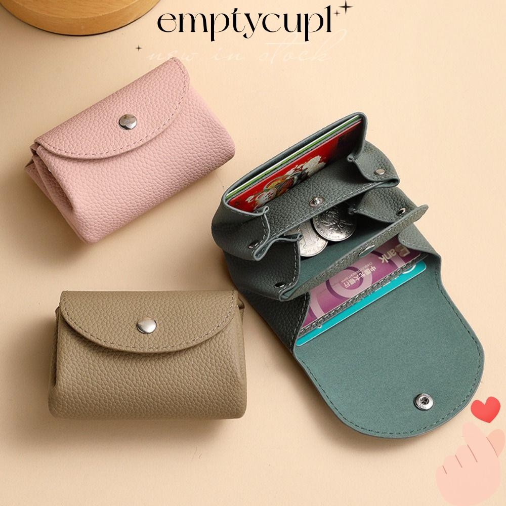 EMPTYCUP短錢包,PU革多層卡夾,新的輕的大容量小型的零錢包對女性來說 | 蝦皮購物