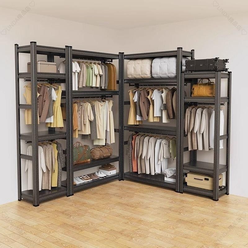 家用多功能鋼製衣帽架 臥室衣架櫃 宿捨衣物收納架 陽臺落地簡易衣櫃 多層衣物收納架 可DIY 多功能7vh_b2 | 蝦皮購物