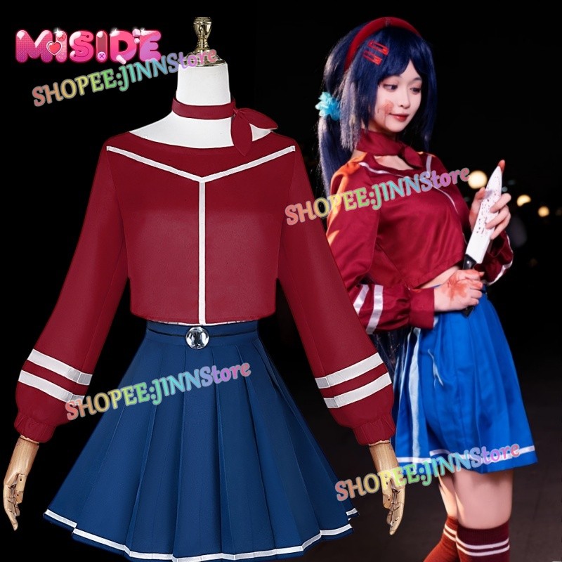 - Jinn - Mita Cosplay 服裝 MISIDE Mita 紅色連衣裙套裝和假髮嘉年華派對角色扮演服裝 | 蝦皮購物