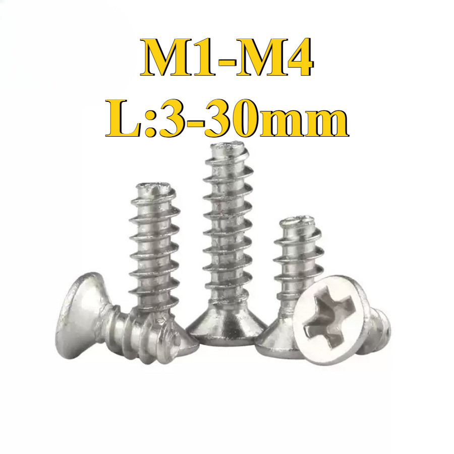 【尺寸齊全】十字沉頭自攻螺絲沉頭平尾(鍍鎳)M1-M4（XZM-RM-TW-y） | 蝦皮購物