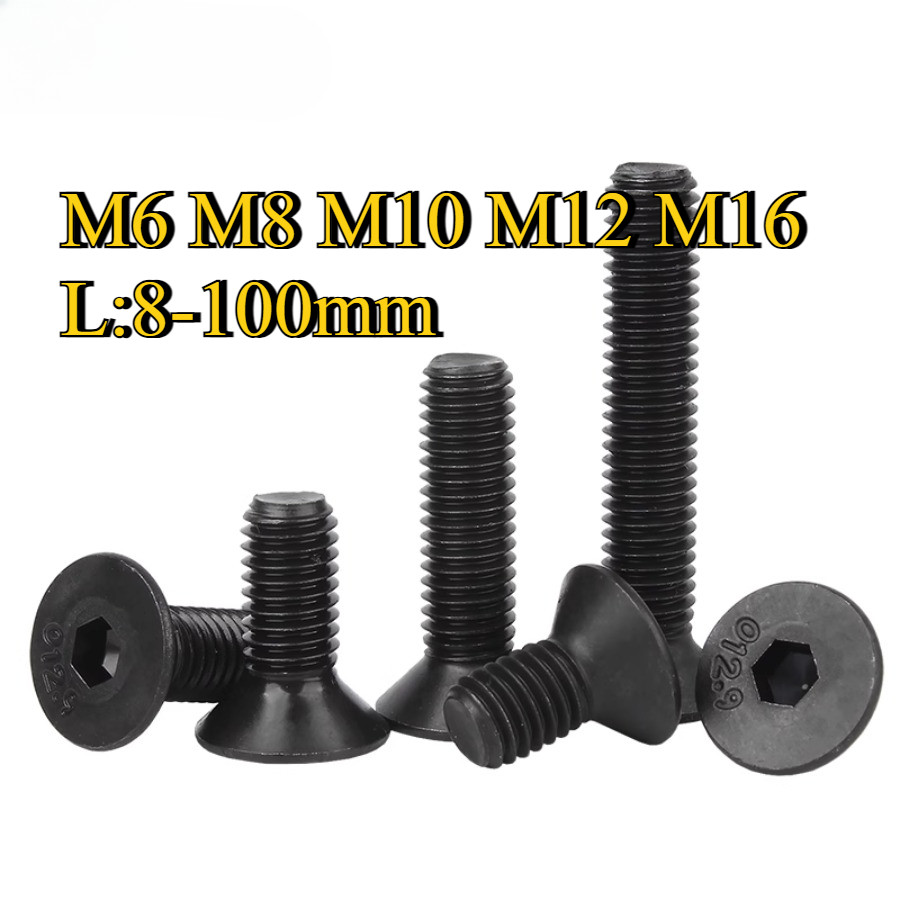 12.9級高強度沉頭內六角螺絲/平頭螺絲釘/六角螺栓螺釘M6/M8/10/M12/M16*L8-100mm（XZ-y) | 蝦皮購物
