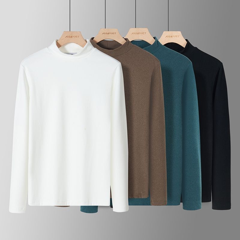 打底衫男中高領長袖t恤秋冬新款高級感薄款內搭打底上衣男生長袖大學t美式男裝男生外套男長袖 男長袖t恤 | 蝦皮購物