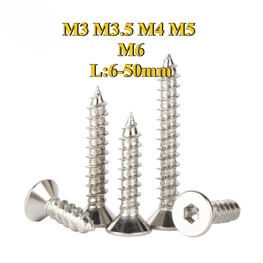 【LYGY】8級鍍鎳沉頭內六角自攻螺釘M3/M3.5/M4/M5/M6*L6-50mm | 蝦皮購物