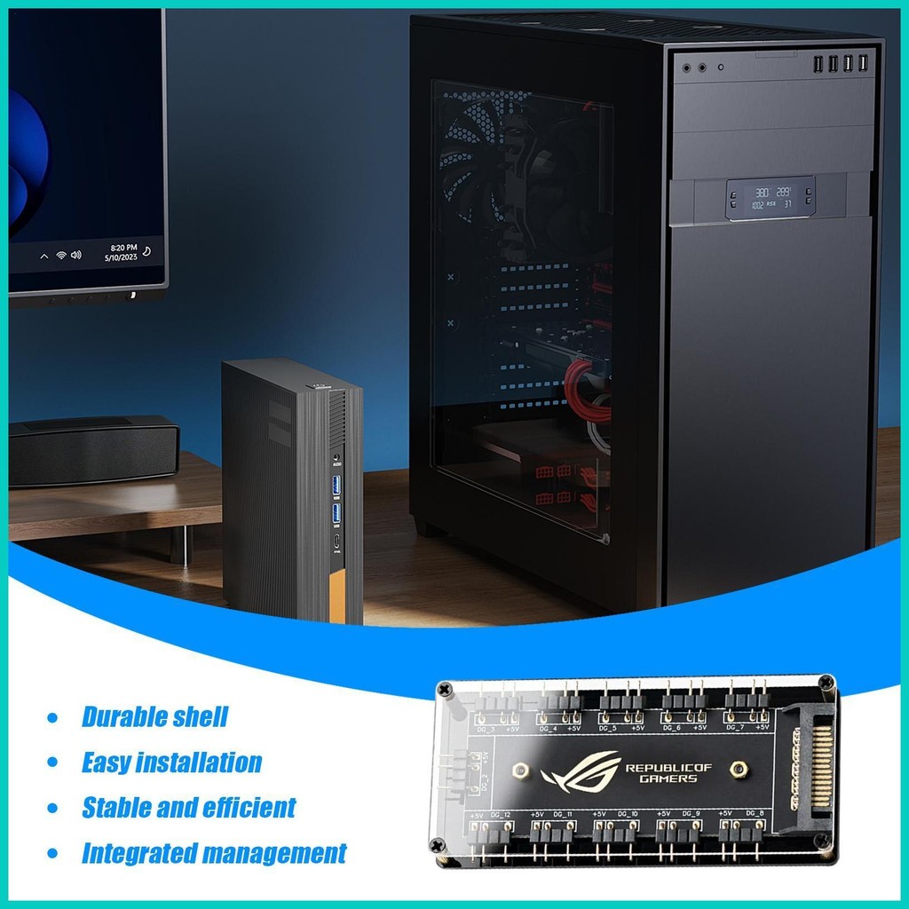 適用於 ARGB PC 機箱遊戲電腦風扇和 LED 燈條的遊戲機箱風扇集線器燈控制器 10 合 1 集線器 rdatw | 蝦皮購物