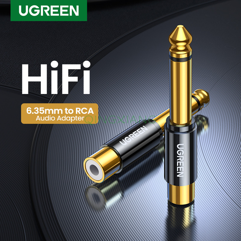 Ugreen RCA 到 6.5mm 6.35mm 1/4 適配器鍍金純銅 6.5mm 公頭到 RCA 母頭到插孔 TS | 蝦皮購物