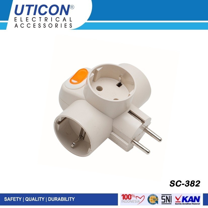 Uticon T 接地插頭插座開關 SC-382 接地插頭 3 插座帶開關 | 蝦皮購物