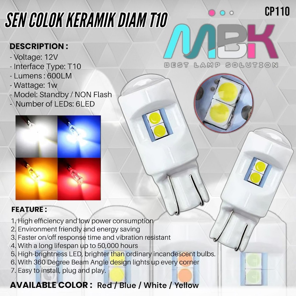Mata Sen COLOK CERAMIC CP110 MBK 6 眼 T10 待機模型包含 2 個通用件 | 蝦皮購物