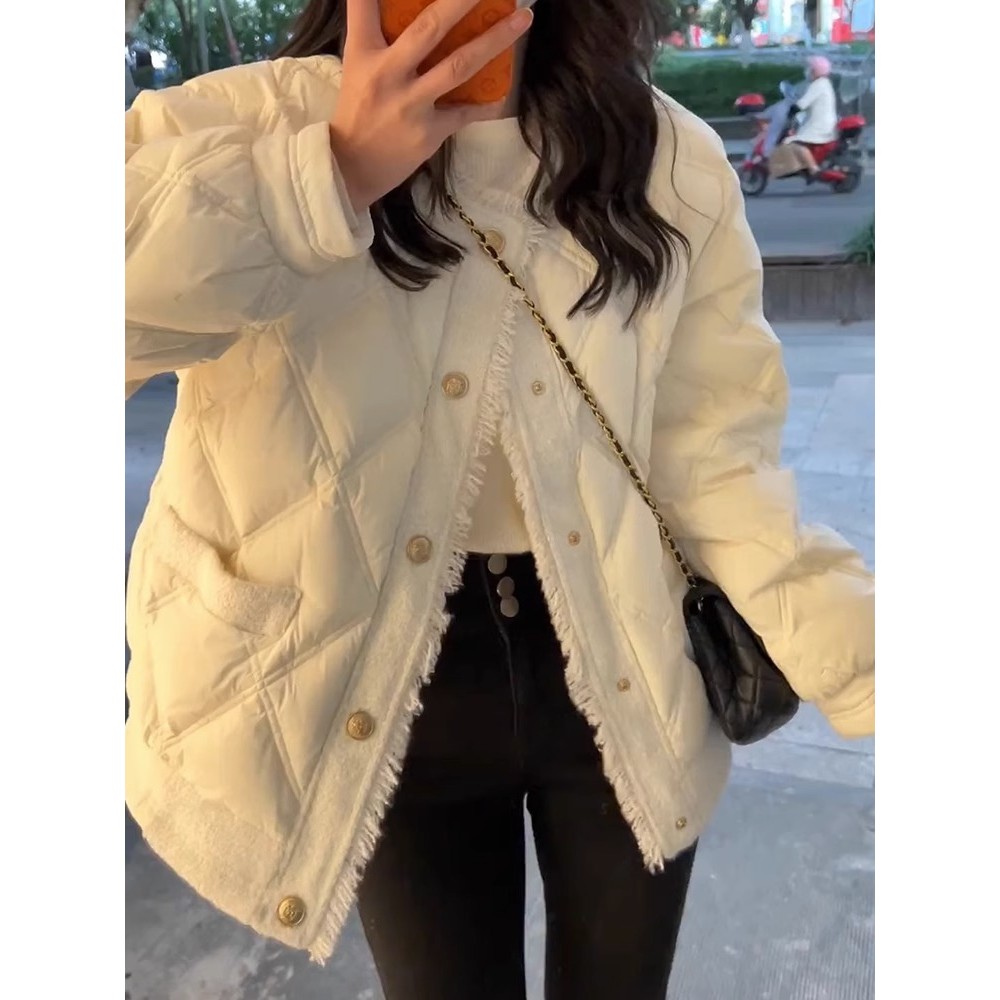 實拍韓版美装胖MM大碼女裝『40-150㎏可穿』L-4XL鞦鼕季新款特大碼寬鬆加厚保暖棉质法式小香風棉服外套上衣 | 蝦皮購物