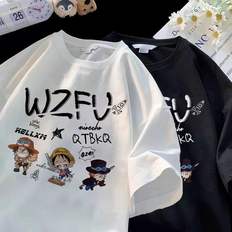 【Fashionsun】M-8XL T 恤日本動漫海賊王字母 WZF 印花 T 恤純棉男士女士中性超大加大碼 T 恤時尚 | 蝦皮購物