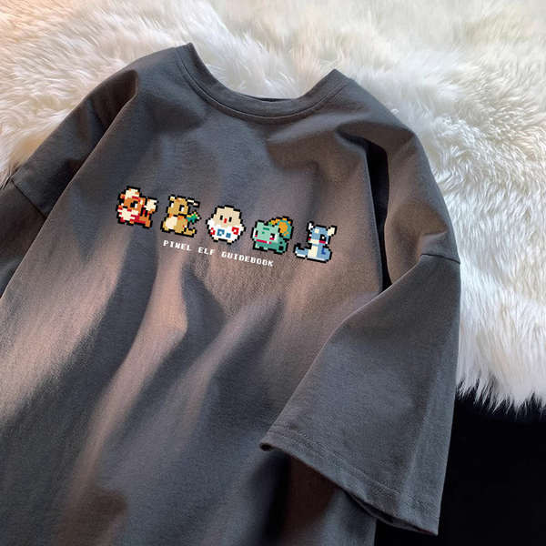 日系動漫印花t恤短袖男2025夏季大尺碼重磅260g純棉學生寶可夢上衣 | 蝦皮購物