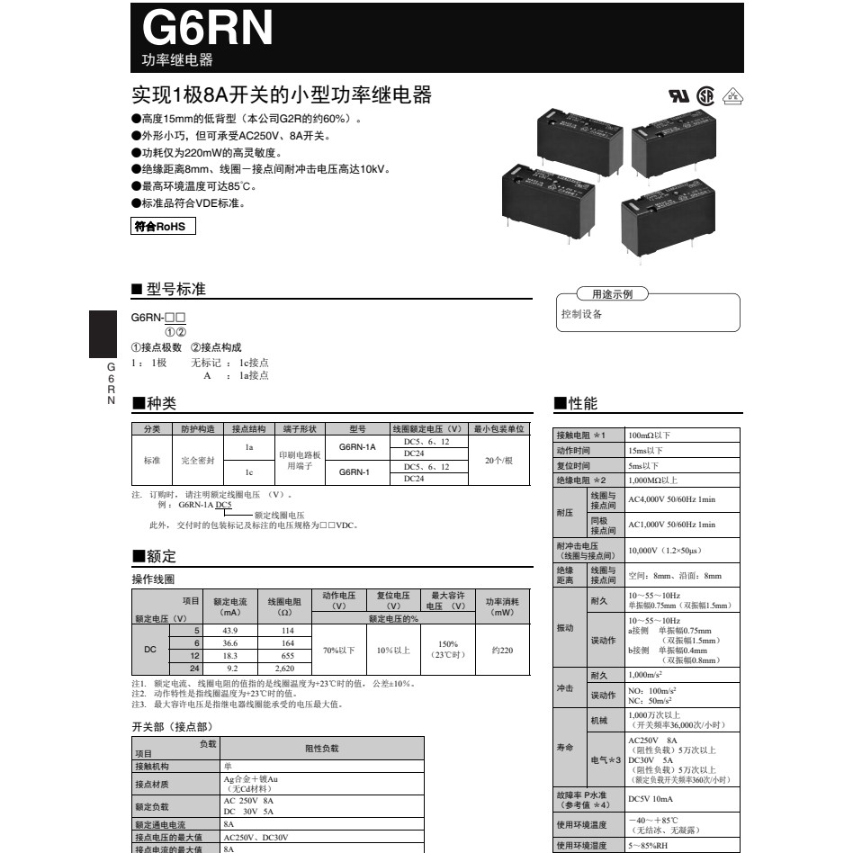 G6RN-1 5VDC 12VDC 24VDC原裝繼電器 DC5V 12V 24V 5pin 8A | 蝦皮購物