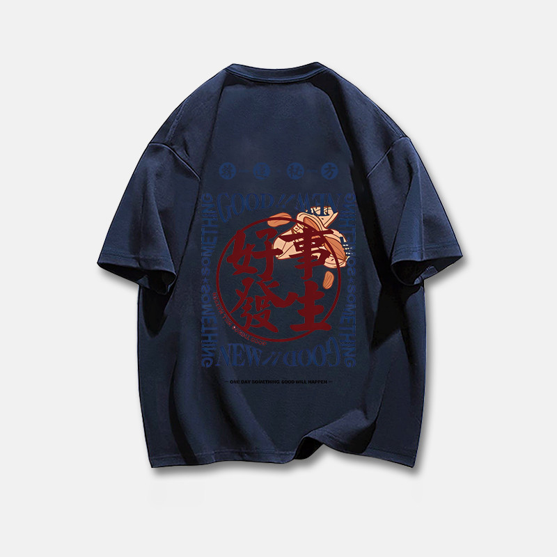 【好事發生大印花 當天出貨】重磅短t 260G純棉t恤短袖t恤男夏潮牌短袖上衣美式復古oversize t恤上衣男生t恤 | 蝦皮購物