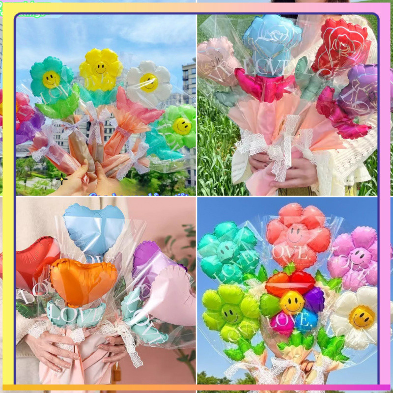 太陽花氣球 雛菊氣球 花朵氣球 花束氣球 玫瑰花氣球 生日拍照道具 BBNJ | 蝦皮購物