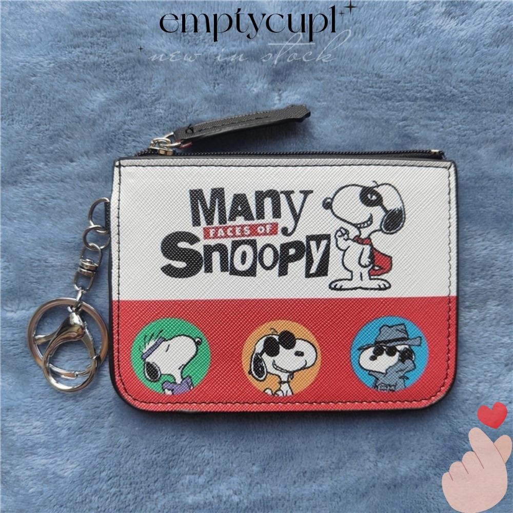 EMPTYCUP零錢包,大容量PU皮革卡通錢包,新建鑰匙扣史努比拉鍊錢包 | 蝦皮購物