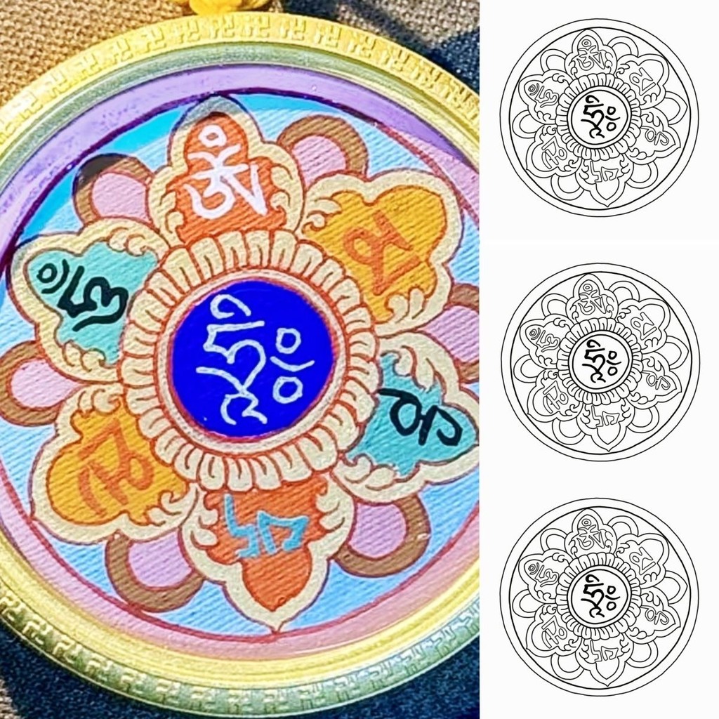 【不是成品】唐卡手繪DIY六字真言唐卡吊墜畫芯描金塗色佛像白描唐卡白描底稿Tangka hand drawn DIY s | 蝦皮購物