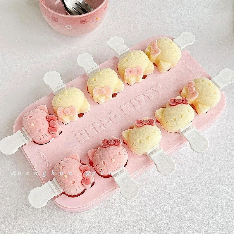 【TOVIR】可愛HelloKitty凱蒂貓冰塊模具家用食品級矽膠雪糕模具冰格製冰盒冰激凌模具 | 蝦皮購物
