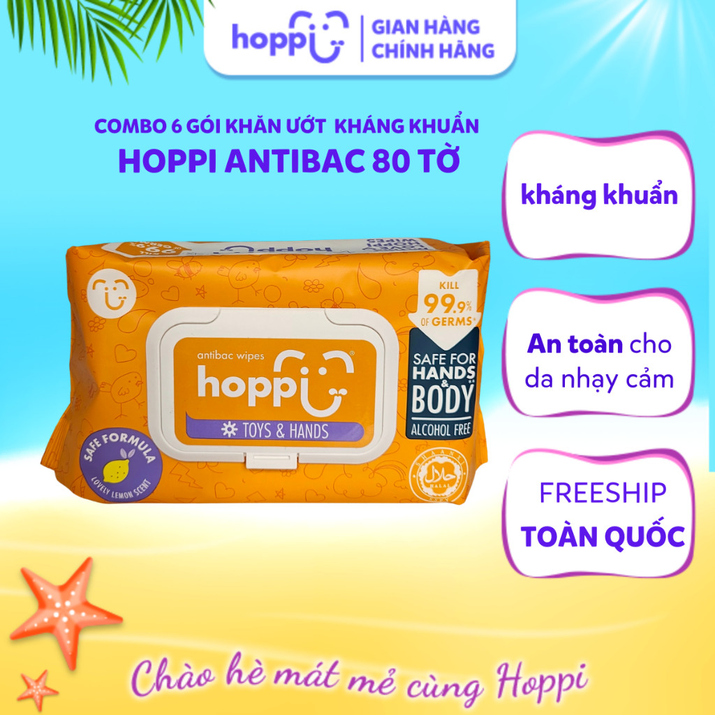 6 包 Hoppi Antibac 80 年代抗菌濕巾組合 | 蝦皮購物