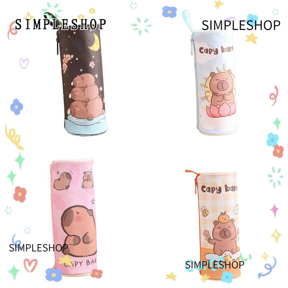SIMPLESHOP Capybara 鉛筆袋,可愛卡通 PU 鉛筆盒,大容量文具袋 | 蝦皮購物