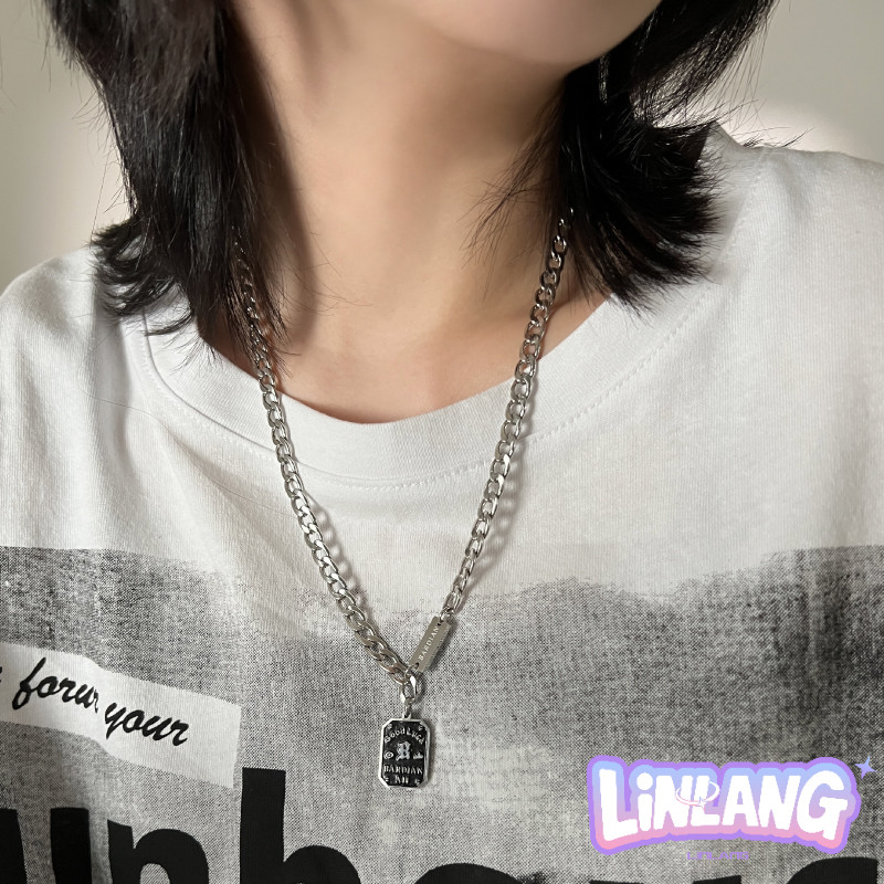 LINLANG鈦鋼字母B項鍊女歐美小眾個性潮氣質高級感冷淡風古巴鏈子 | 蝦皮購物