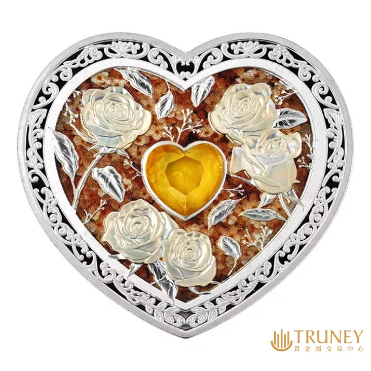 【TRUNEY貴金屬】2025愛之瑰寶 - 日落玫瑰高浮雕彩色水晶精鑄銀幣 - 盒裝 | 蝦皮購物