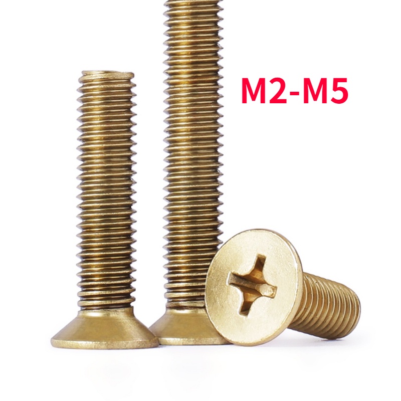 【XJK】 黃銅十字沉頭螺栓 黃銅小螺絲 平頭銅螺釘配件 M2 M2.5 M3 M4 M5 | 蝦皮購物