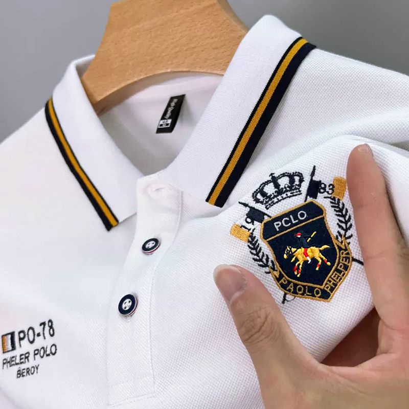 【長袖Polo】M-3XL 6色秋冬新款保羅男士長袖polo衫厚款商務翻領t恤刺繡中年上衣潮/3/7.5Z | 蝦皮購物