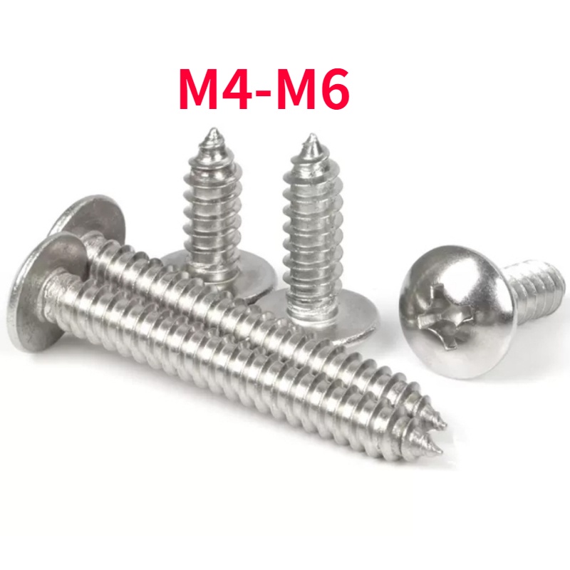 【XJK】SUS304不鏽鋼十字大扁頭自攻螺絲 蘑菇頭木螺絲釘 傘頭自攻釘 M4 M5 M6 | 蝦皮購物