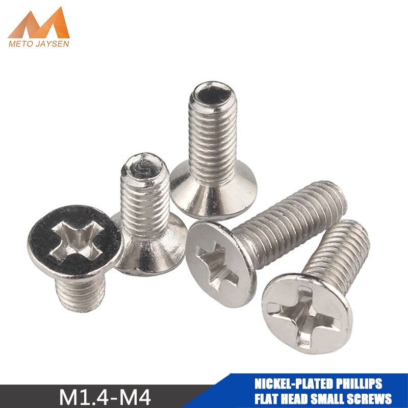 M1.4 M1.6 M2 M2.5 M3 鍍鎳沉頭十字螺絲十字槽機用螺絲十字頭公制螺栓長度3mm-6mm毫米 | 蝦皮購物