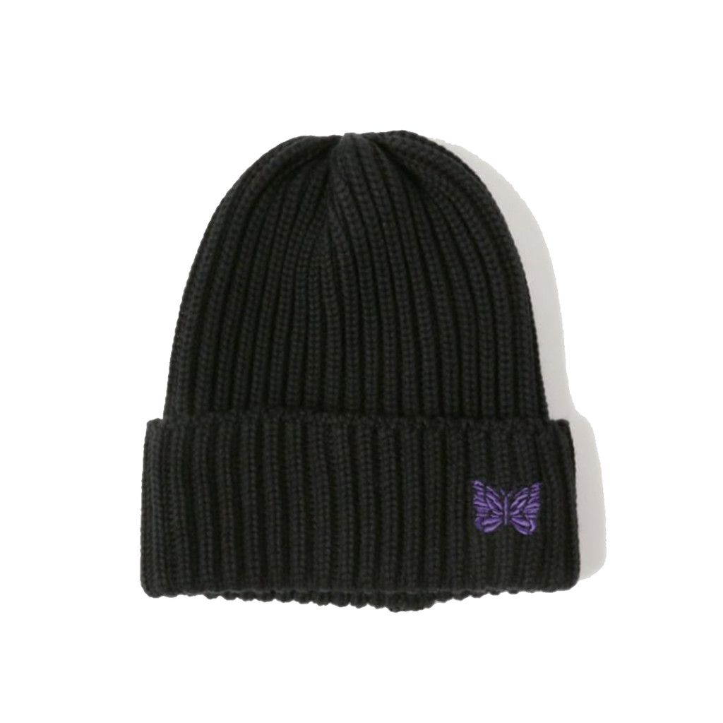 [FLOMMARKET] Needles Watch Cap Merino Wool 電繡蝴蝶 羊毛毛帽 黑色 | 蝦皮購物