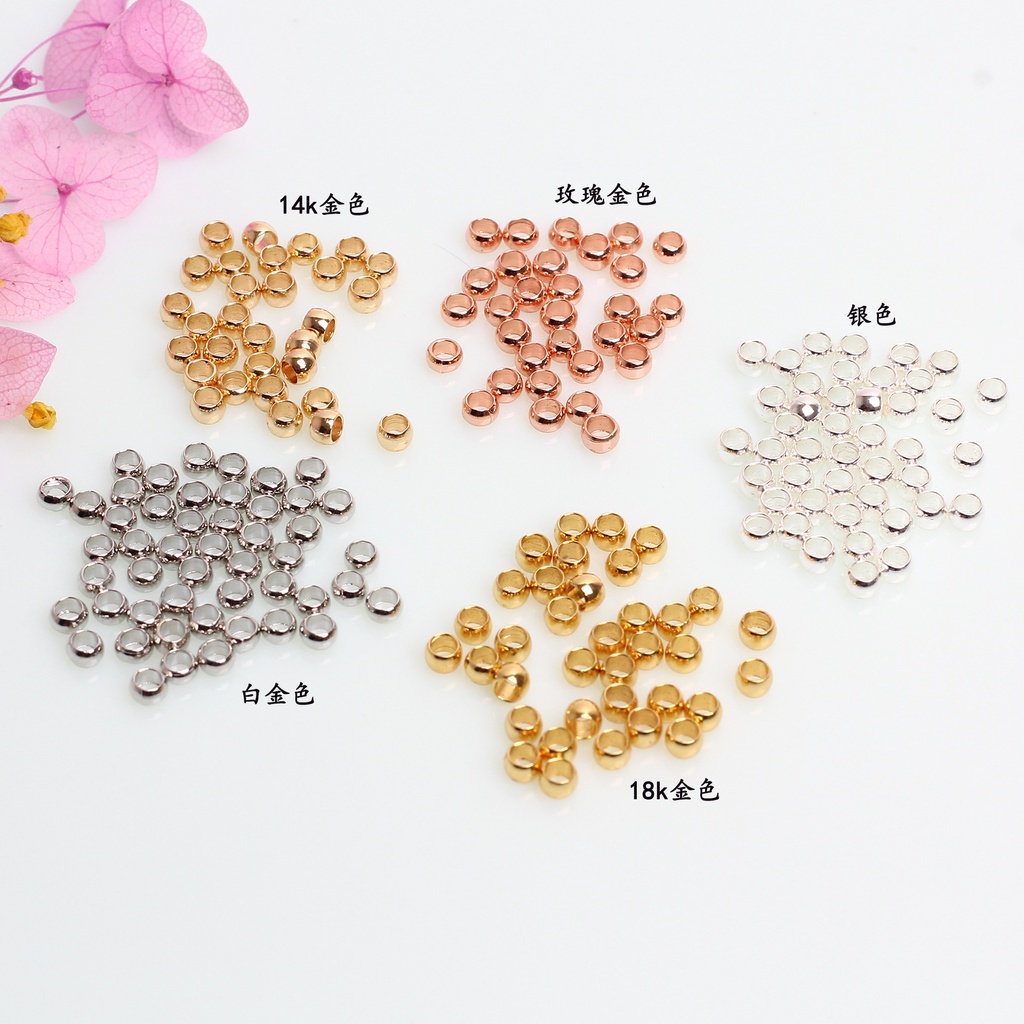 HC-【 100pcs/包】 定位珠夾扁固定收尾 diy手工14K包金鍍金保色2mm串珠飾品配件材料 | 蝦皮購物
