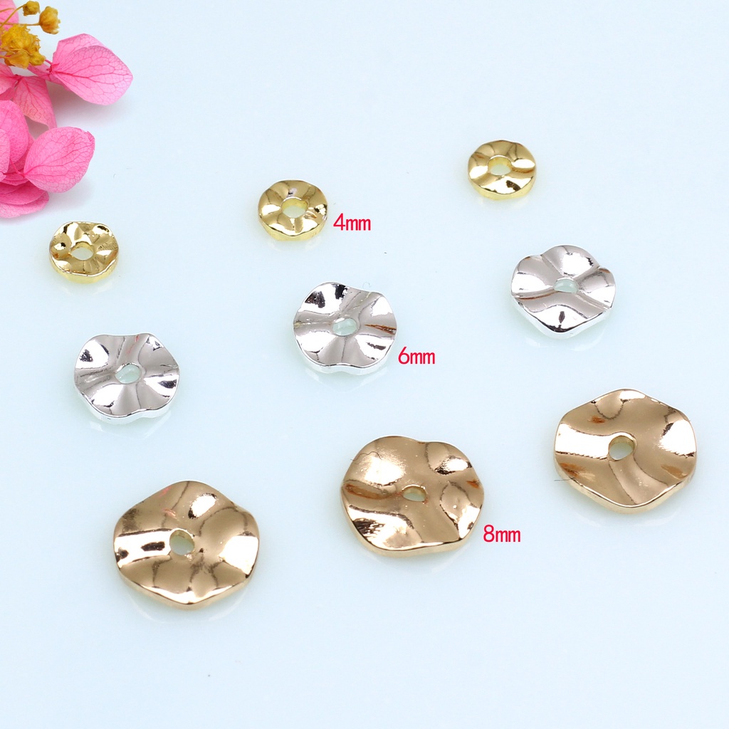 HC-【 100pcs/包】14k包金保色 復古巴洛克水波紋隔片 不規則褶皺圓隔珠片墊片異形 | 蝦皮購物